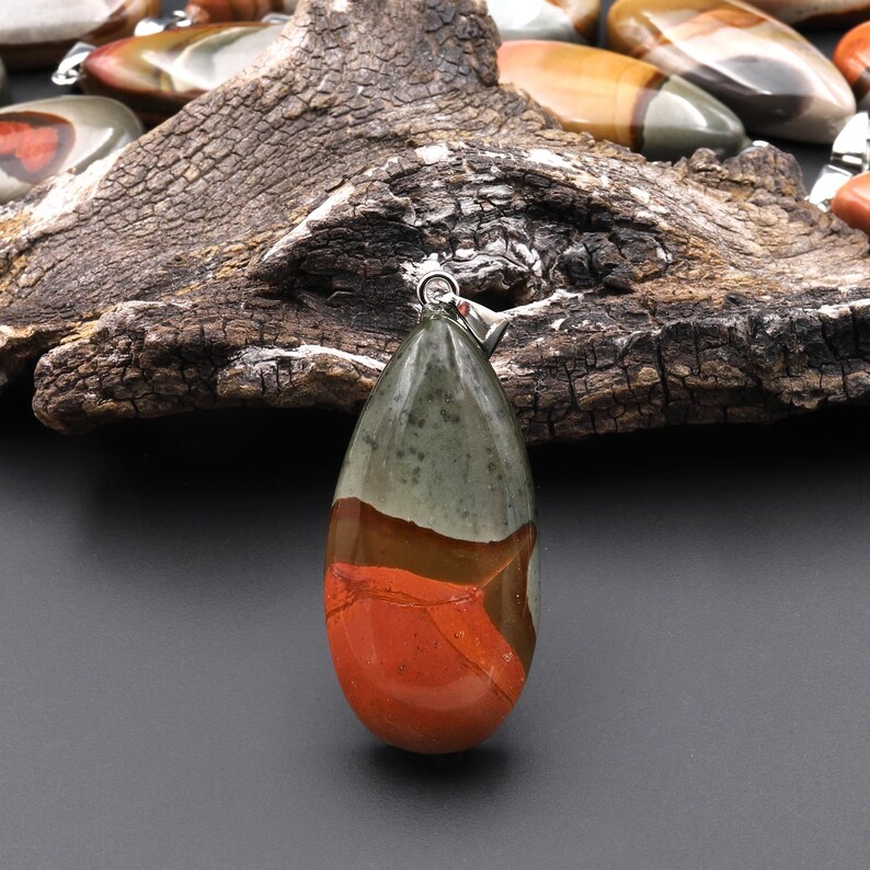 Natural Polychrome Jasper Aka Landscape Ocean Jasper Teardrop Pendant ...