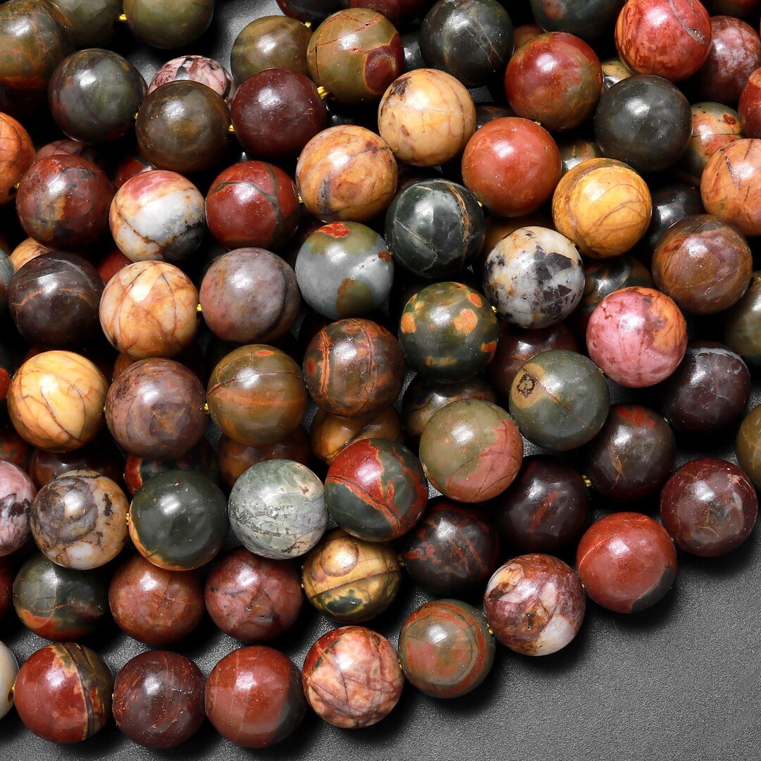 Natural Red Creek Jasper 4mm 6mm 8mm 10mm 14mm 16mm 18mm 20mm Round Beads Aka Cherry Creek Multi ...