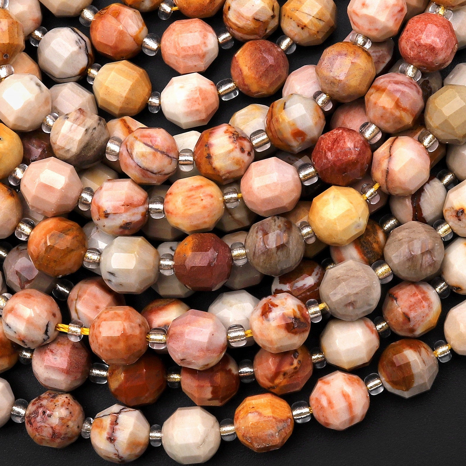 Rare Natural Hidden Valley Jasper (idaho) 8mm Prism Rounded Point Beads ...