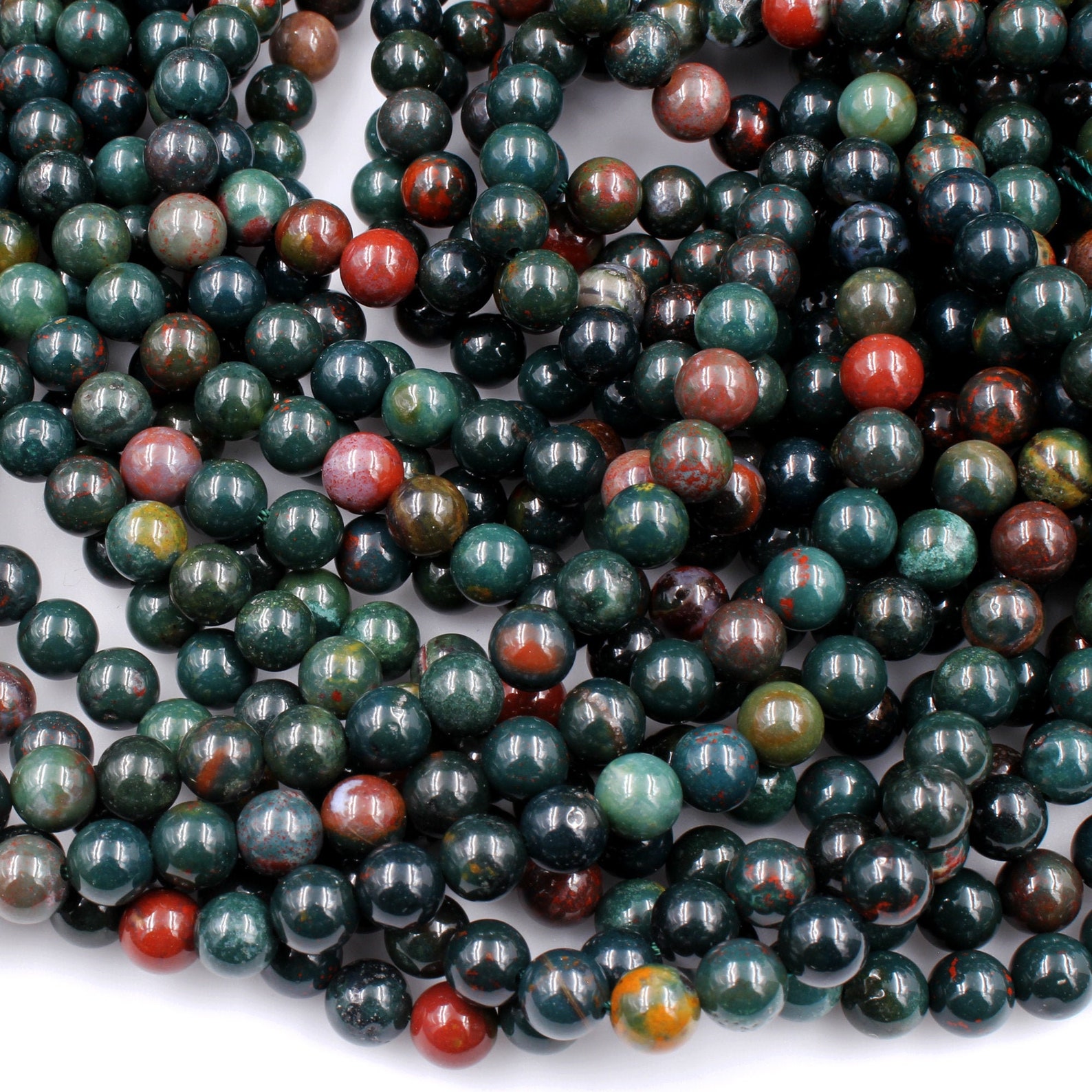 Real Genuine Bloodstone 4mm 6mm 8mm 10mm Round Beads 100% Natural ...
