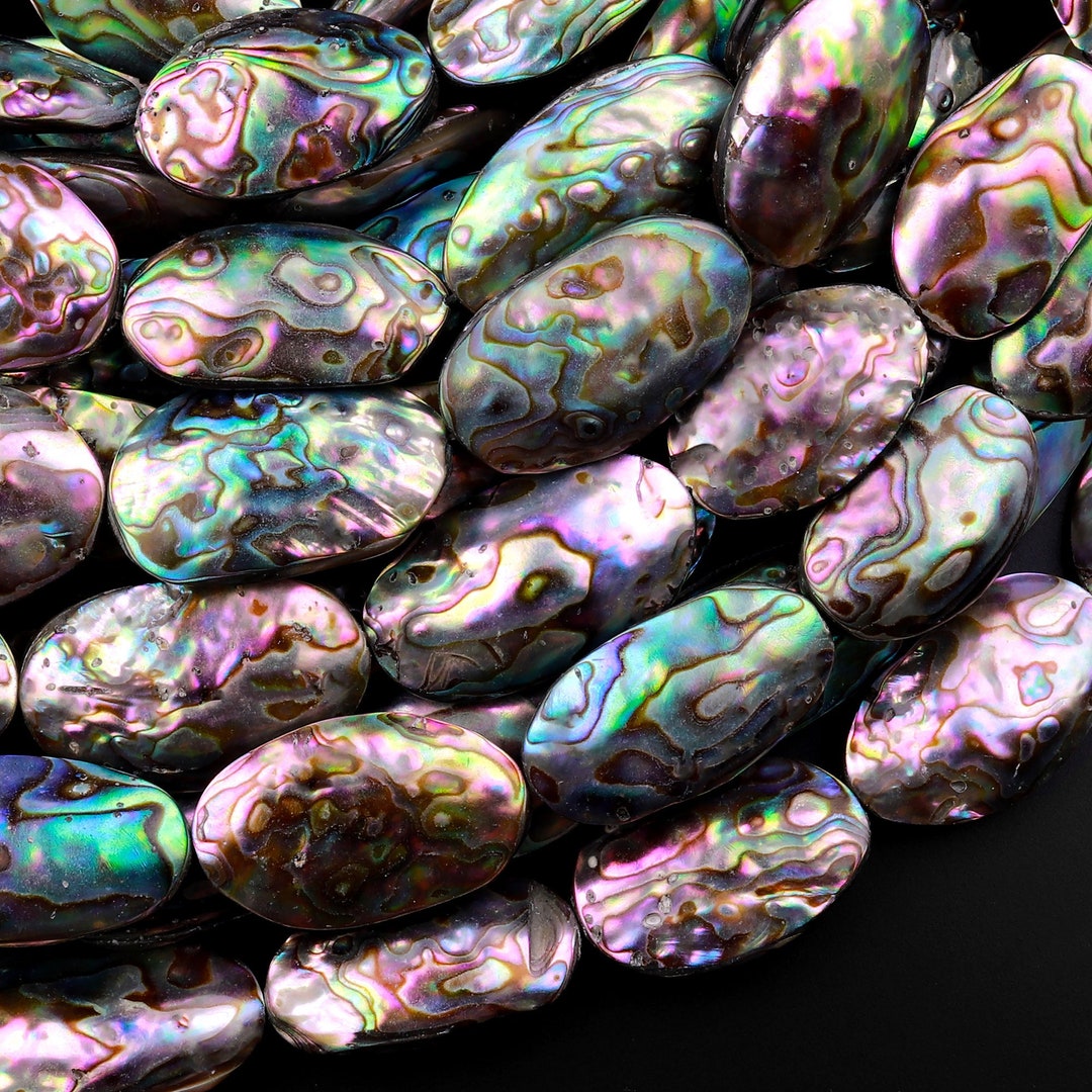 Large Natural Abalone Shell Beads Puffy Oval Nugget Nuggets 15.5 ...