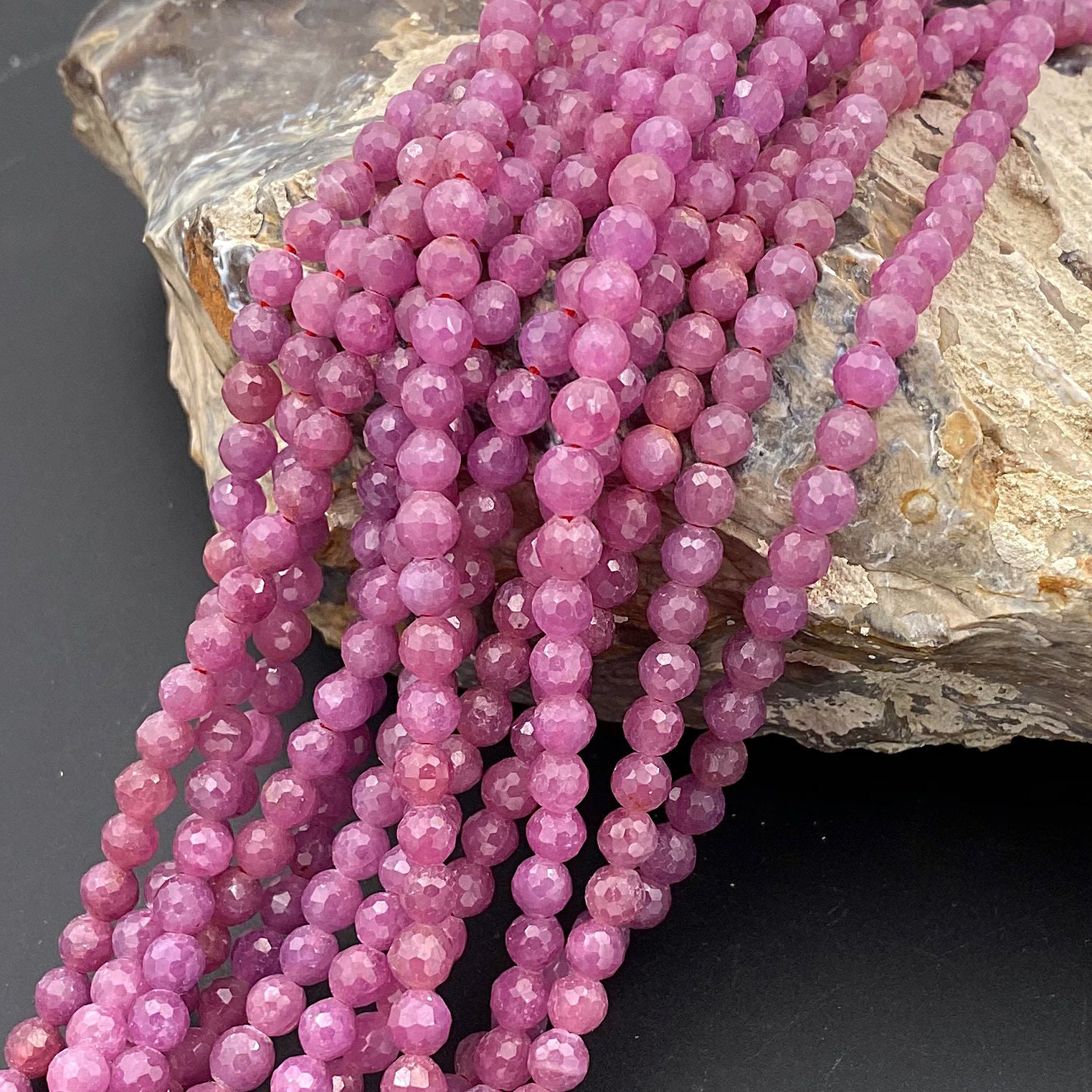 Real Genuine Natural Ruby Gemstone Round Beads 4mm 5mm Faceted | Etsy