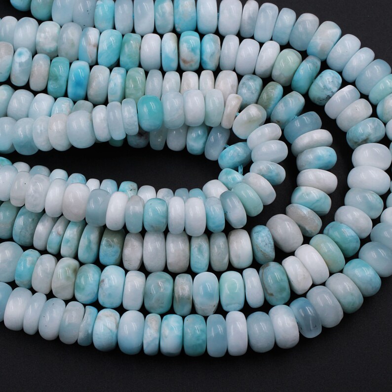 Natural Blue Larimar Beads Smooth 6mm 8mm 10mm Rondelle High - Etsy