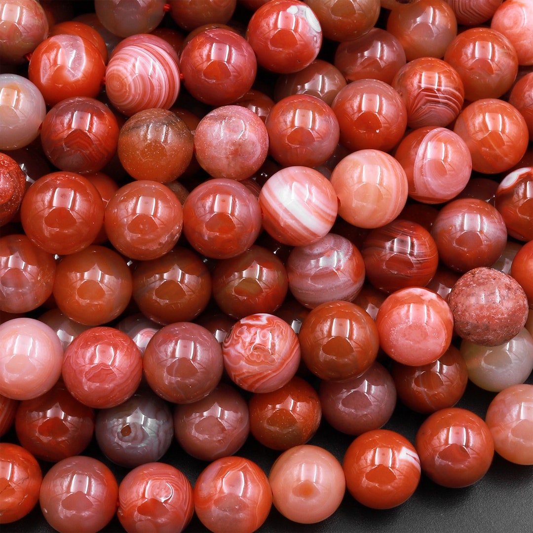 Extremely Rare! AA Natural Moroccan Red Banded Agate 8mm 9mm 10mm 12mm ...