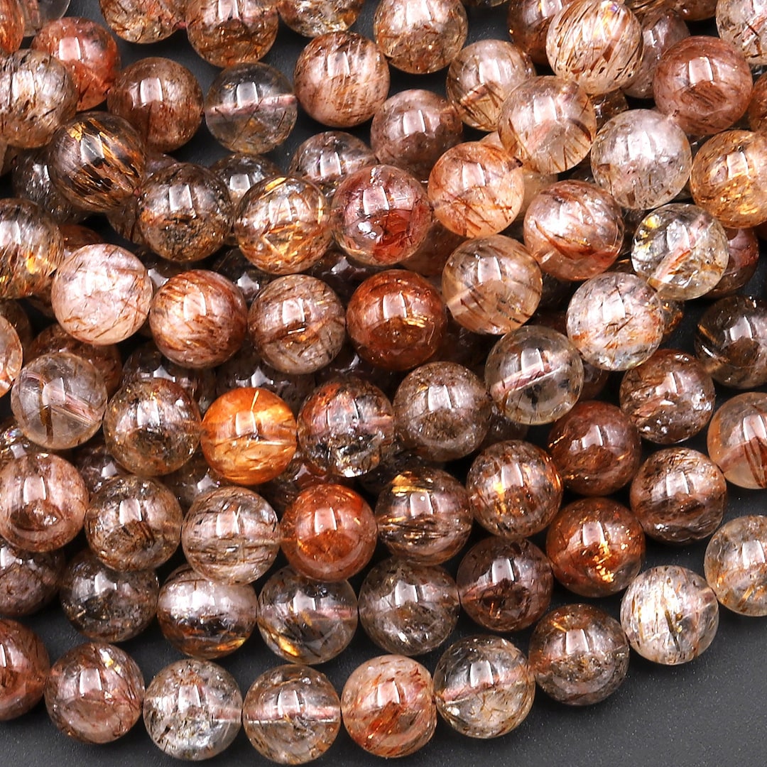Rare Natural Red Rutile Phantom Quartz Round Beads 6mm 8mm 10mm 12mm 15 ...