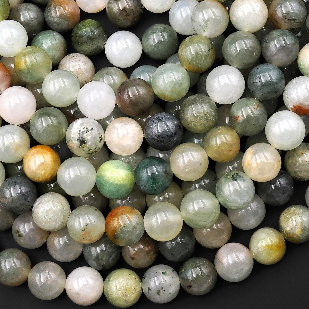 Natural Green Phantom Quartz Smooth 8mm Round Beads Multi Color Quartz ...
