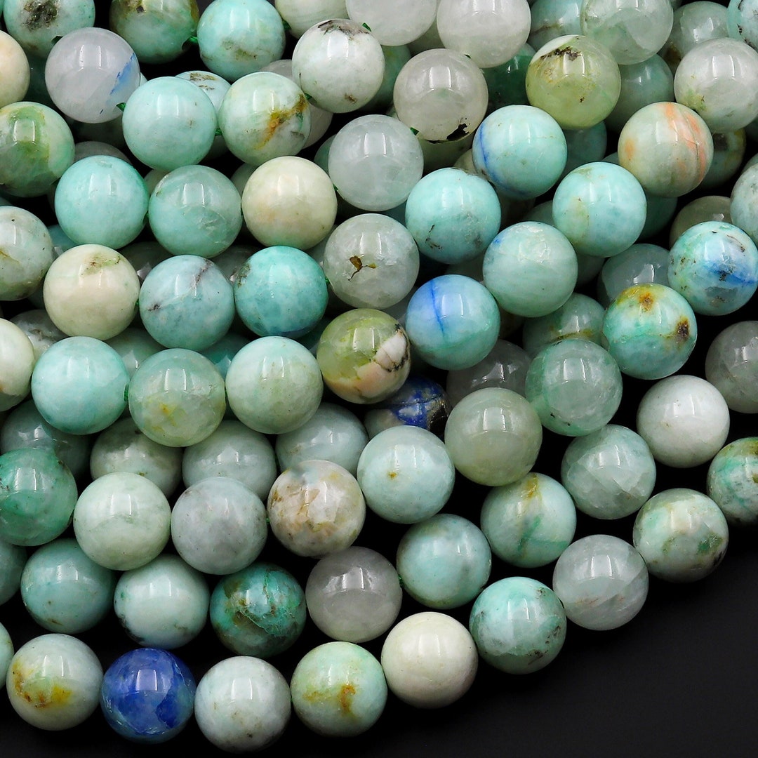 Rare Natural Chrysocolla Azurite in Quartz 4mm 6mm 8mm 10mm Round Beads ...