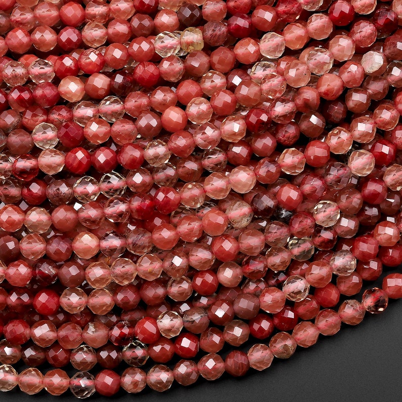 Faceted Rare Natural Red Lazasine (andesine-red Labradorite) 2mm 3mm ...