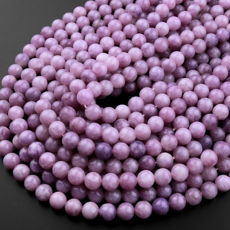 Natural Light Violet Purple Lepidolite 4mm 6mm 8mm 10mm Round Beads 15. ...