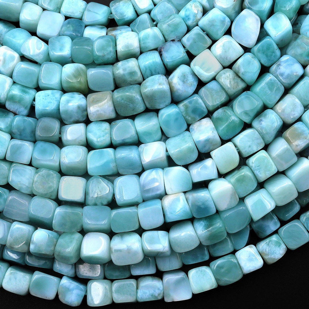 AAA Natural Blue Larimar Beads Freeform Cube Nuggets Real Larimar ...