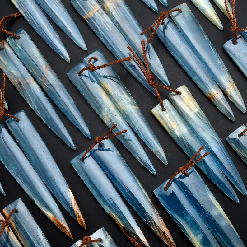 Rare Natural Argentina Lemurian Aquatine Blue Calcite Earring Pairs ...