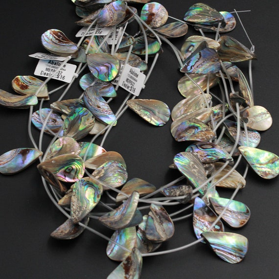 Real Natural Abalone Shell Beads Mermaid Shards Side Drilled | Etsy