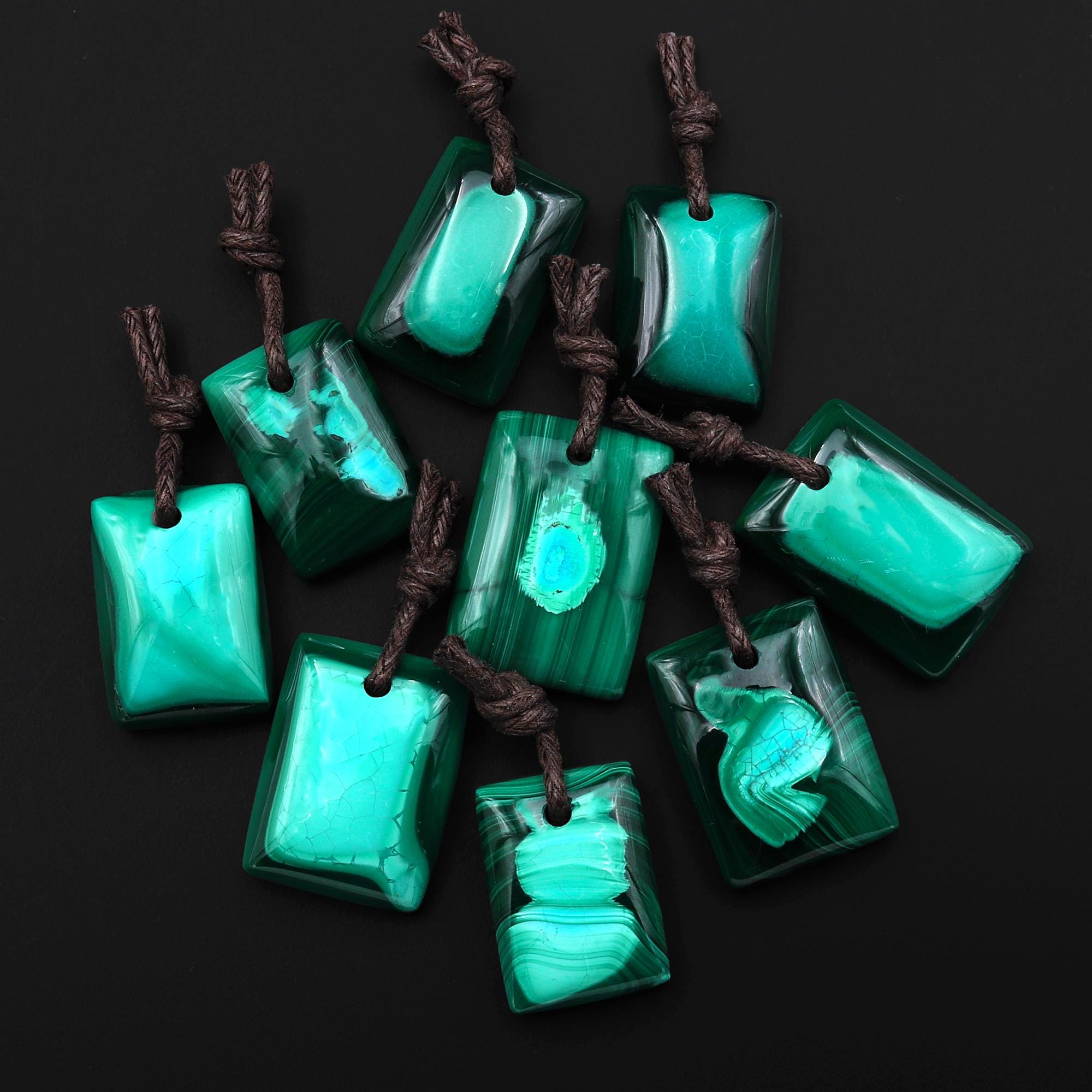 Extremely Rare Natural Blue Chrysocolla Green Malachite Rectangle ...