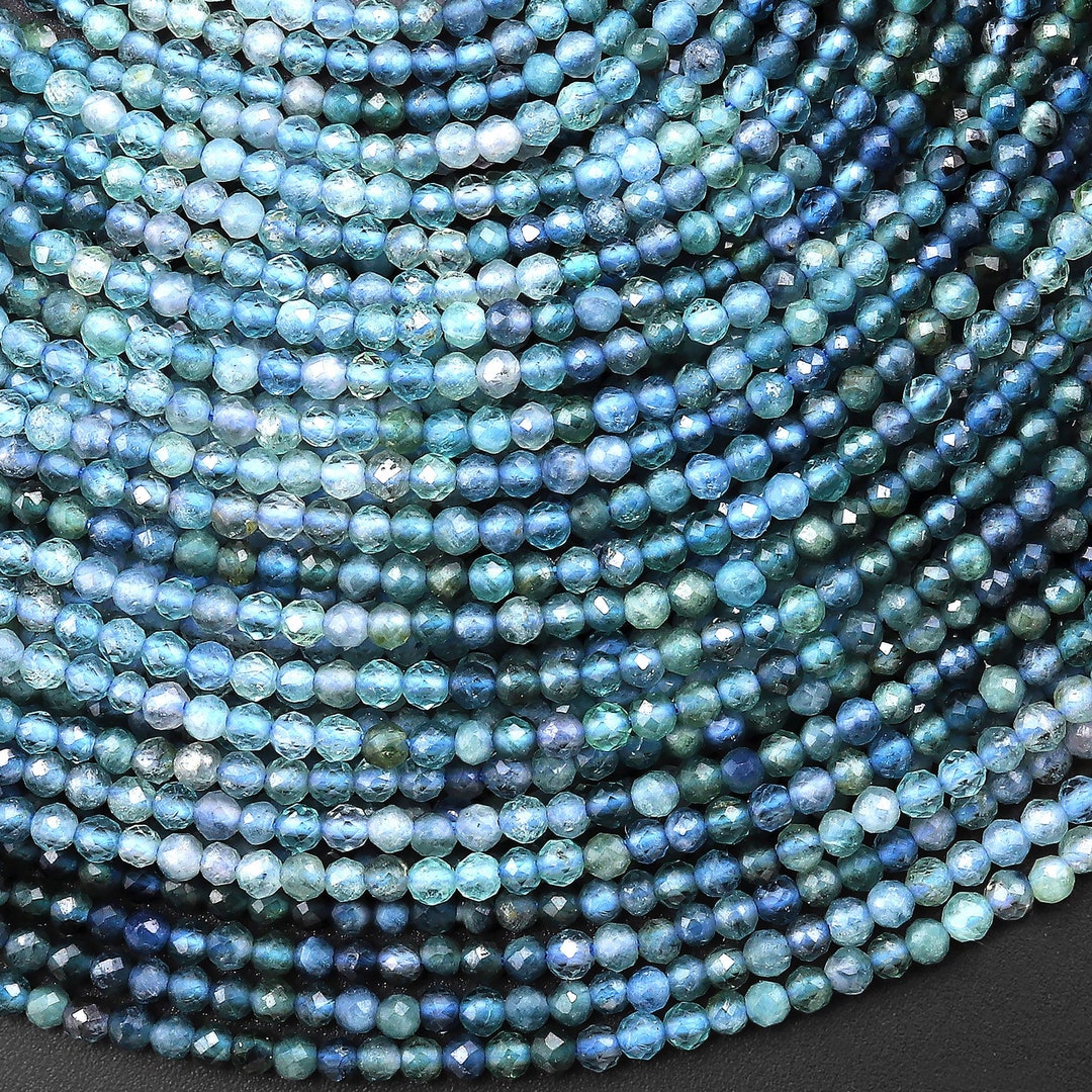 Natural Paraiba Blue Tourmaline Faceted 2mm Round Beads Translucent ...