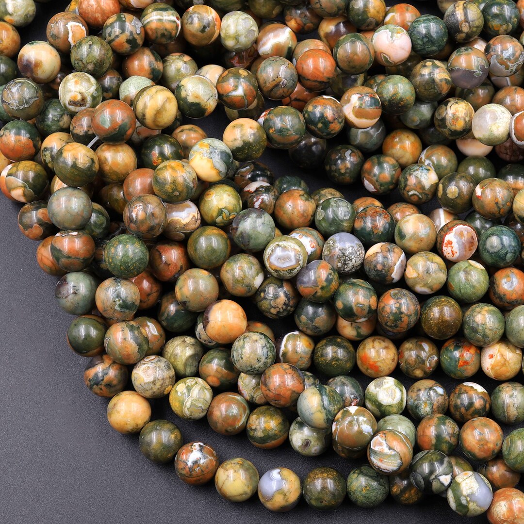 Natural Rainforest Rhyolite Jasper 4mm 6mm 8mm 10mm Round Beads 15.5 ...