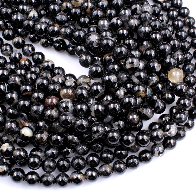 Genuine Natural Black Tourmaline Beads 4mm 6mm 8mm 10mm 12mm | Etsy