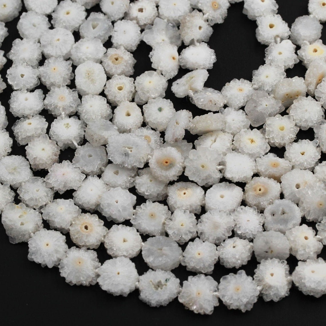 Full Strand Natural Solar Quartz Flower Slice Stalactite Flower Beads ...