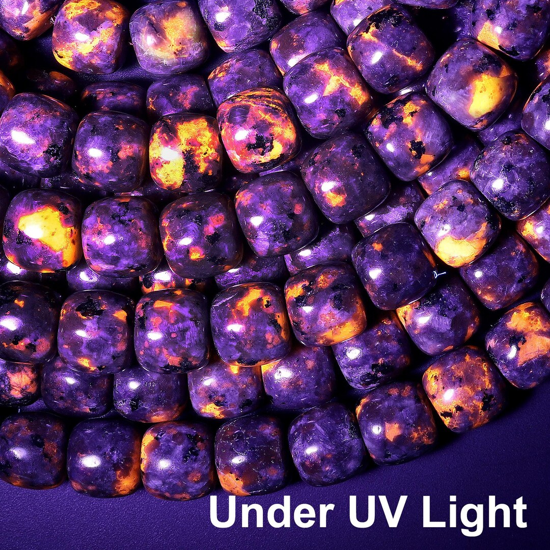 Natural Yooperlite UV Reactive Glowing Drum Barrel Beads 12mm 15.5 ...