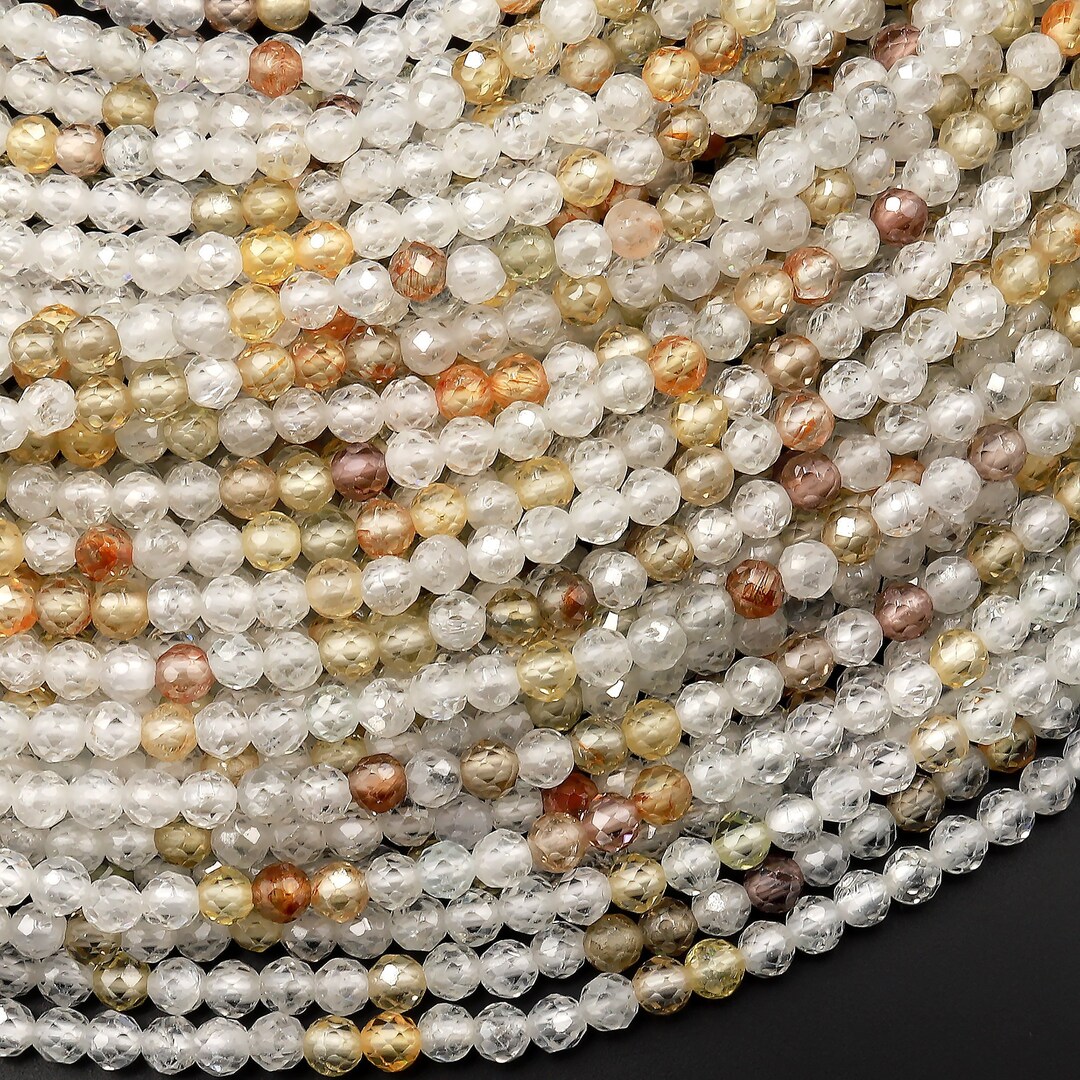 Genuine Natural Zircon Round Beads 3mm Micro Faceted Diamond Beads ...