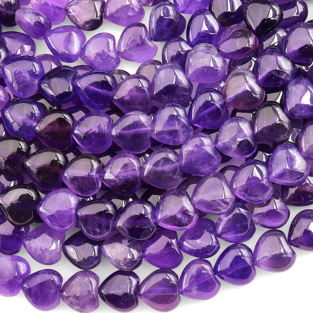 Natural Purple Amethyst Puffy Heart Beads 10mm Gemstone 15.5" Strand - Etsy