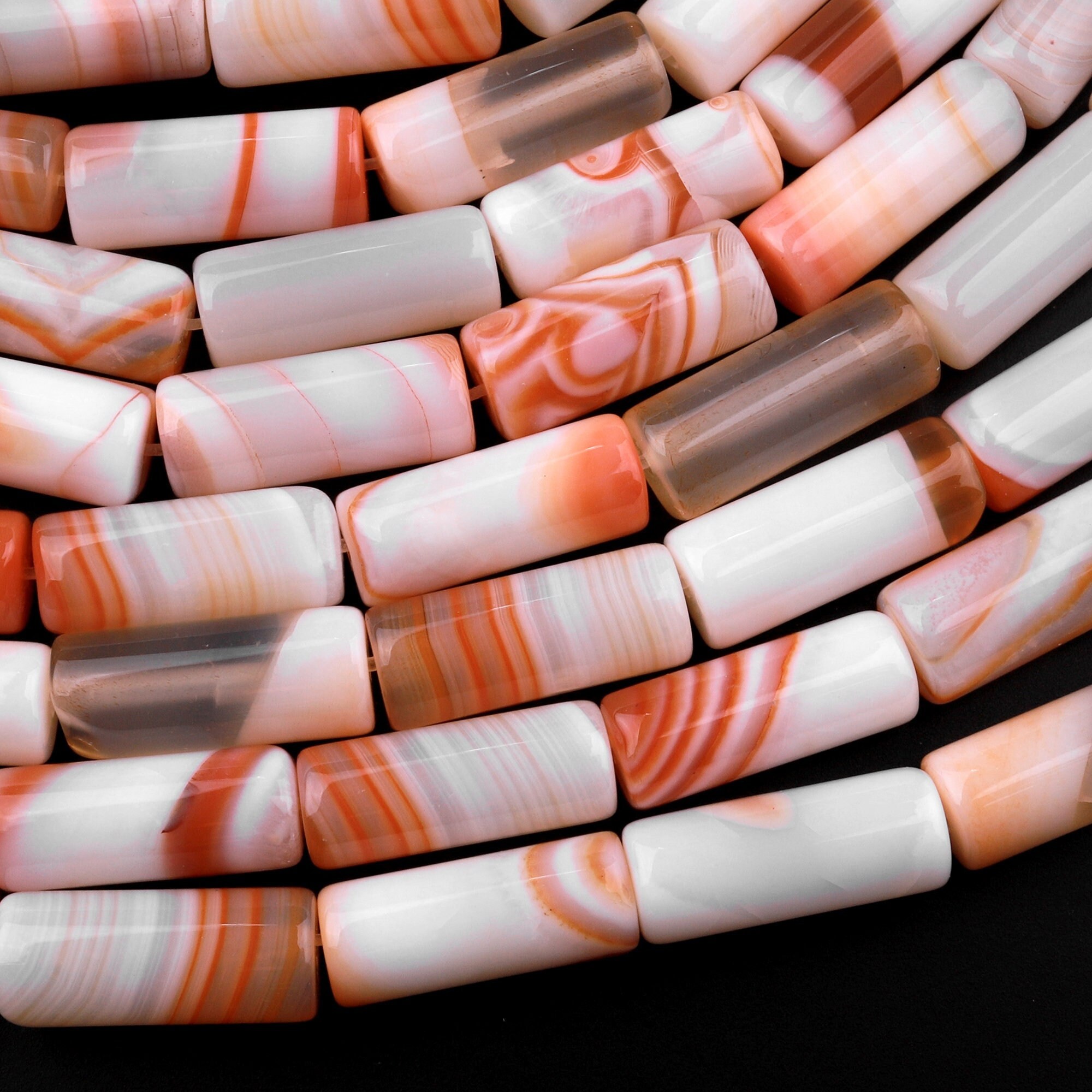 Natural Red Agate Tube Cylinder Beads 15.5" Strand - Etsy