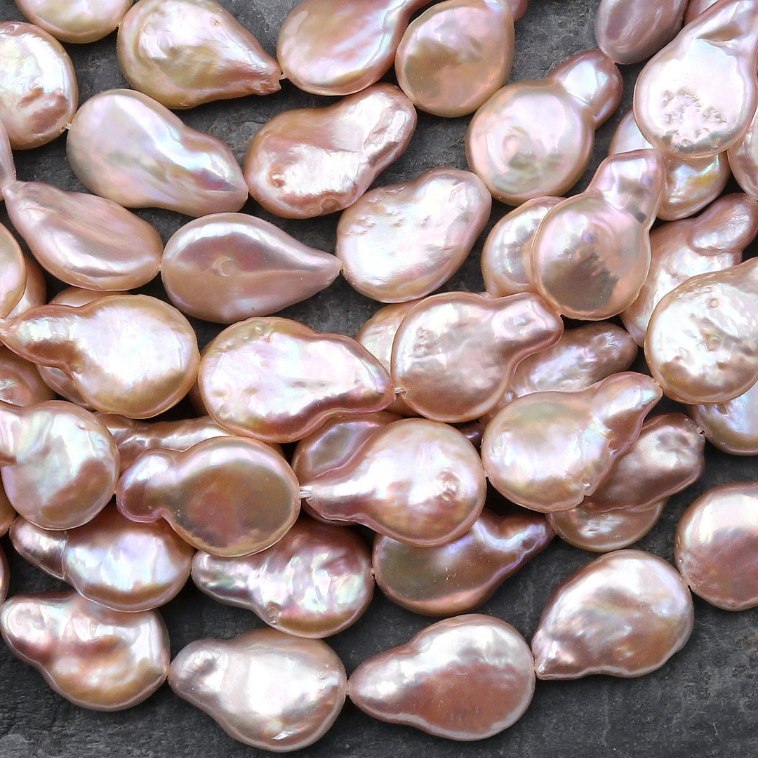 AAA Genuine Natural Pink Coin Pearl Brilliant Thick Nacre Real ...