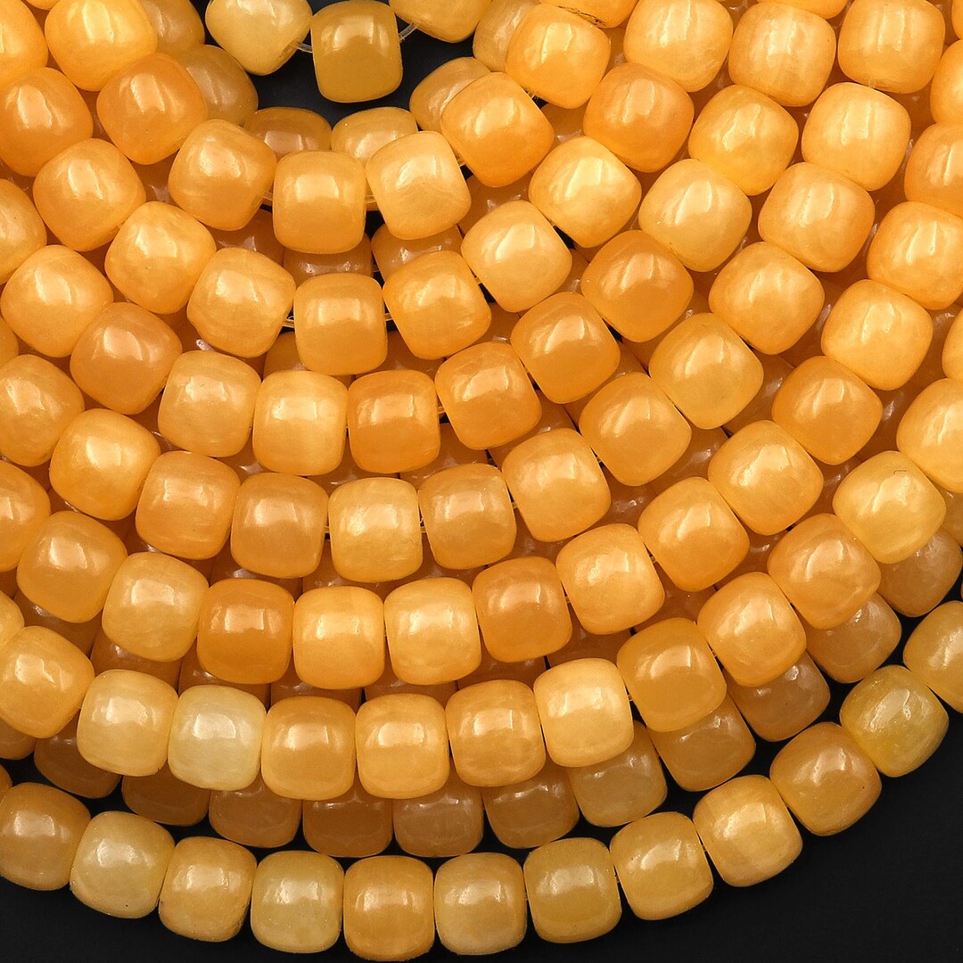 Natural Golden Honey Yellow Calcite 8mm Rounded Barrel Beads 15.5 ...
