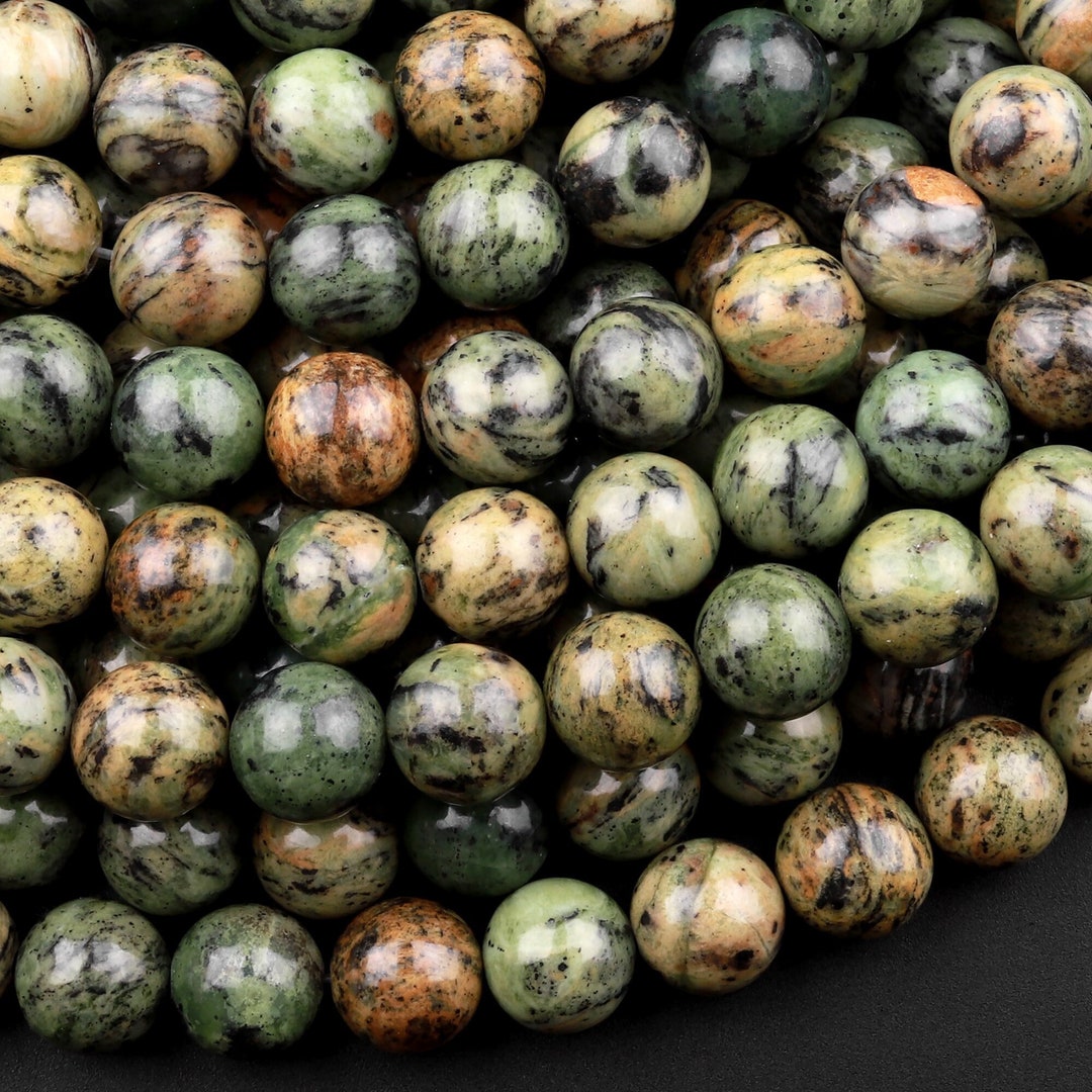 Natural Verdite Jungle Jasper 4mm 6mm 8mm 10mm Round Beads Earthy ...