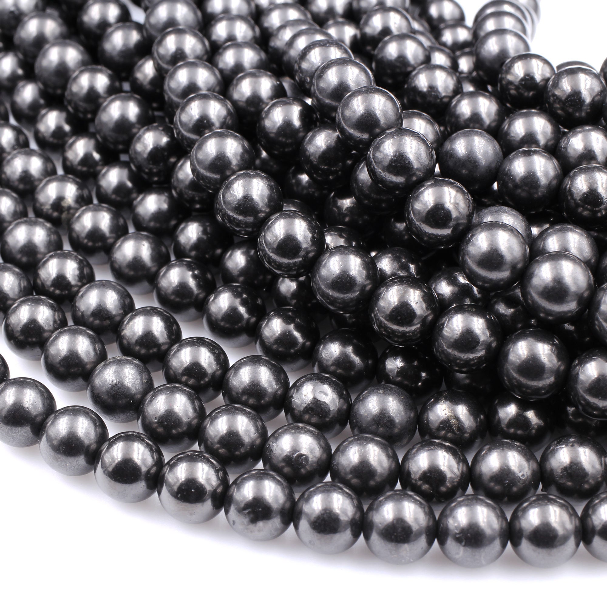 Genuine Natural Shungite 4mm 6mm 8mm 10mm 12mm Round Beads | Etsy