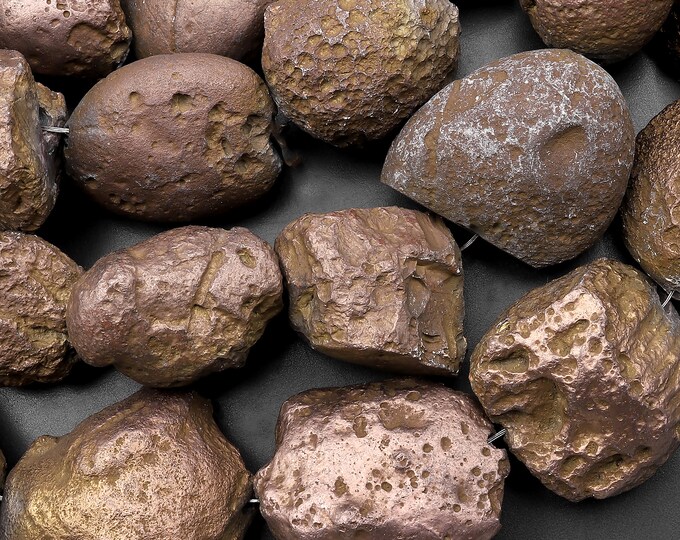 Large Titanium Agate Freeform Nugget Beads Metallic Antique Copper ...