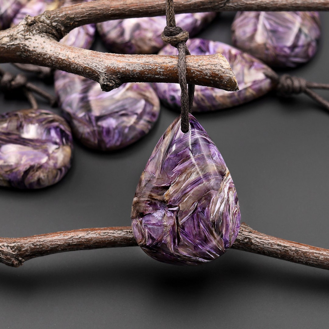 Natural Purple Russian Charorite Pendant Teardrop Gemstone - Etsy