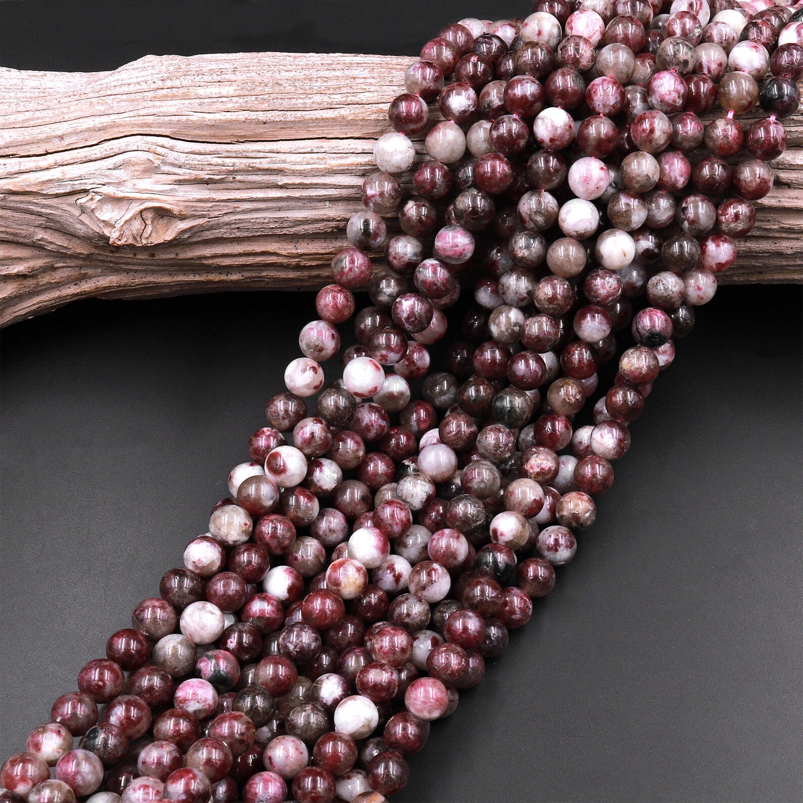 Natural Red Tourmaline Rubellite in Quartz 4mm 6mm 8mm 10mm - Etsy