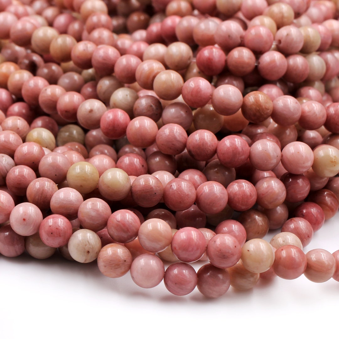 Natural Pink Petrified Rhodonite Beads 4mm 6mm 8mm 10mm Round Earthy ...