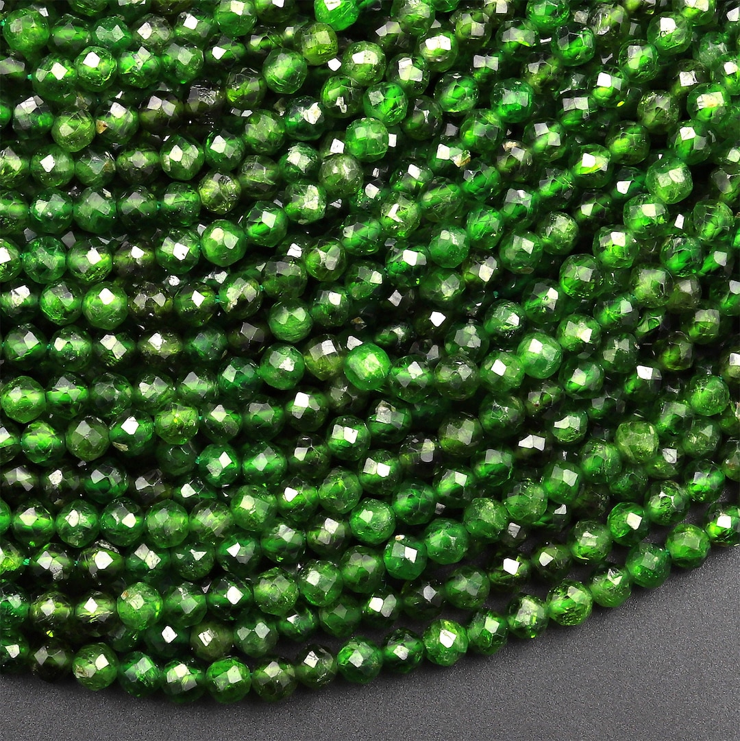 Real Genuine Natural Green Chrome Diopside Faceted 2mm 3mm 4mm Round ...