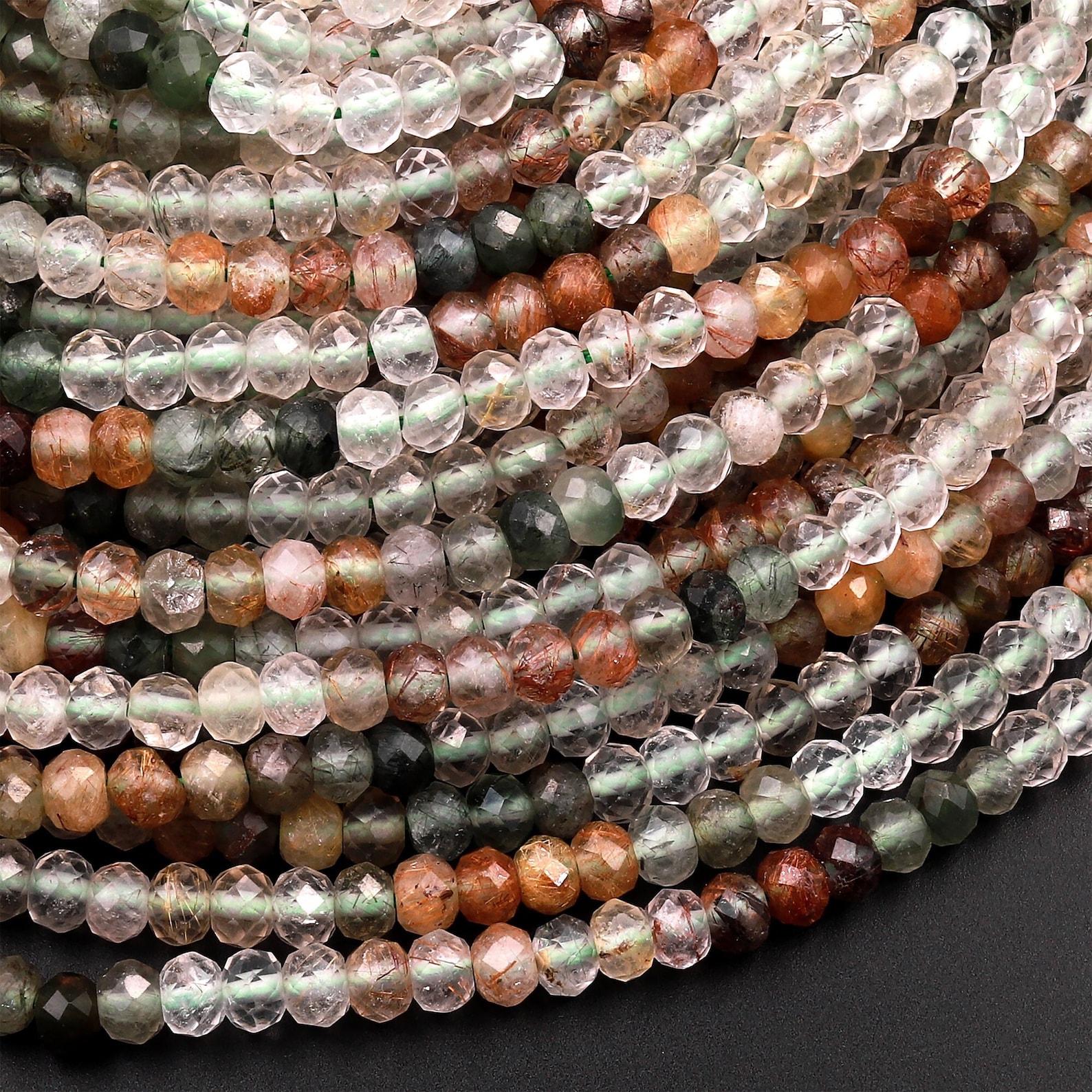 Micro Faceted Natural Green Brown Phantom Rutile Lodalite Quartz ...