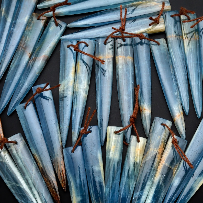 Rare Natural Argentina Lemurian Aquatine Blue Calcite Earring Pairs ...