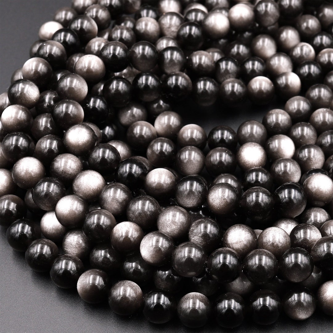 AAA Natural Silver Obsidian Beads 6mm 8mm 10mm 12mm 15.5" Strand - Etsy