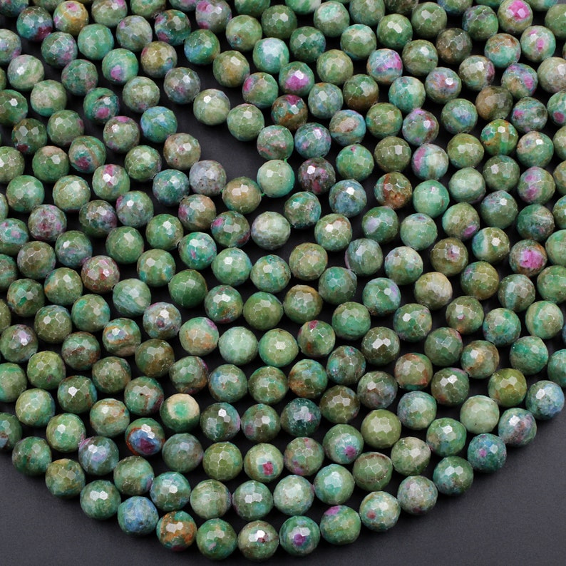 Natural Ruby Fuchsite Large Faceted Round 6mm 7mm 8mm 10mm 12mm 14mm ...