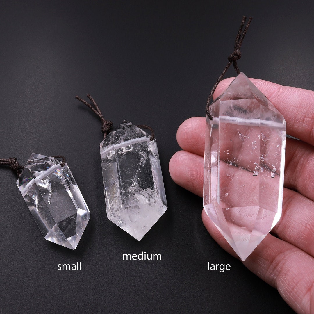 AAA Double Terminated Natural Rock Quartz Pendant Top Side Drilled ...