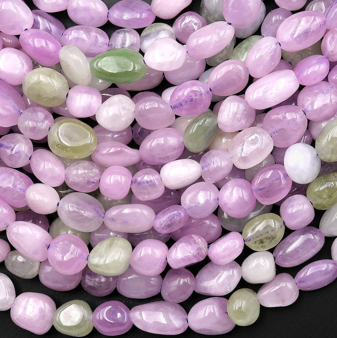 Gemmy Delicious Natural Green Violet Pink Kunzite Freeform Pebble ...