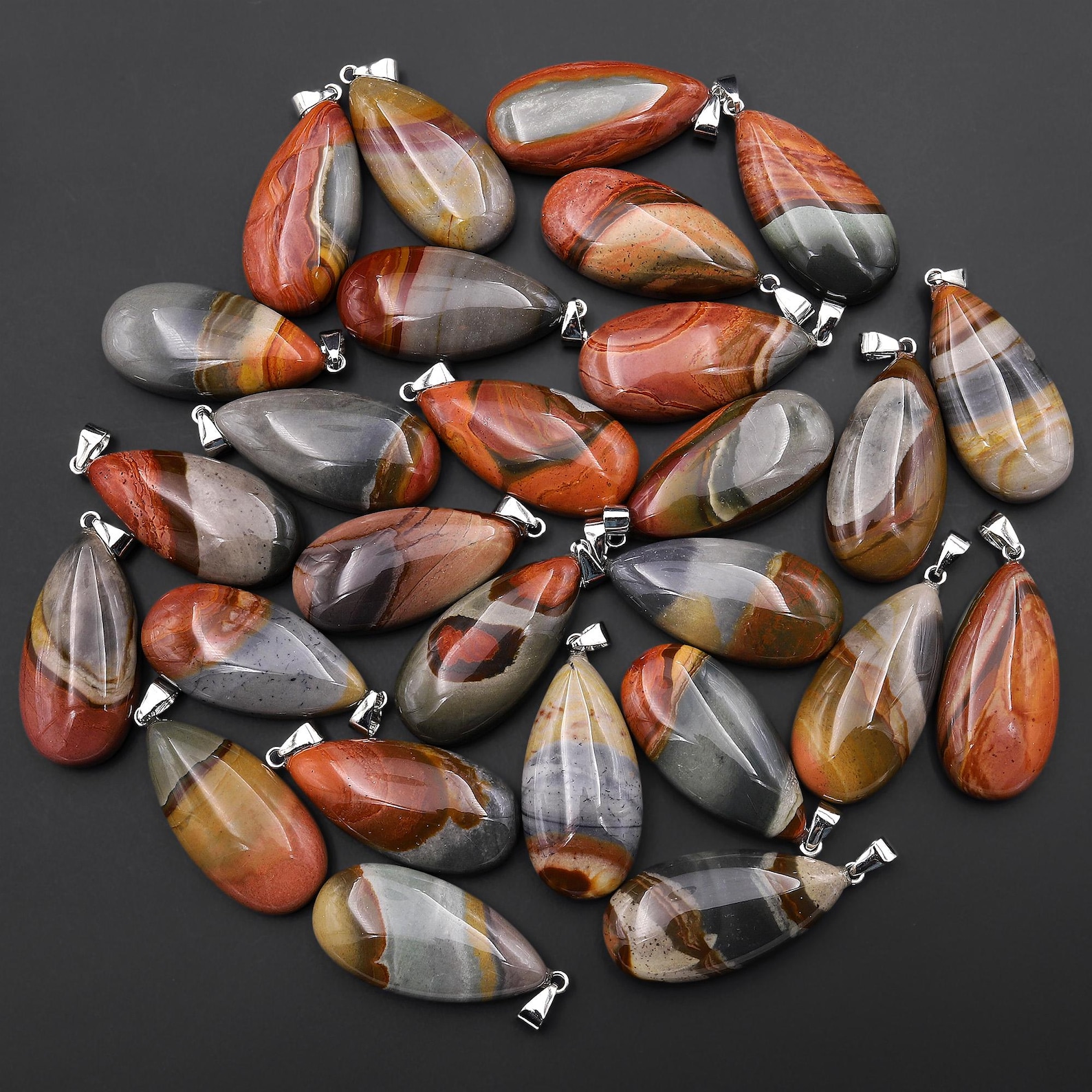 Natural Polychrome Jasper Aka Landscape Ocean Jasper Teardrop Pendant ...