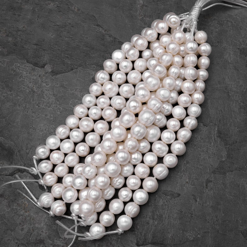Large Hole Pearls Beads Genuine White Freshwater Pearl 10mm Round 8 ...