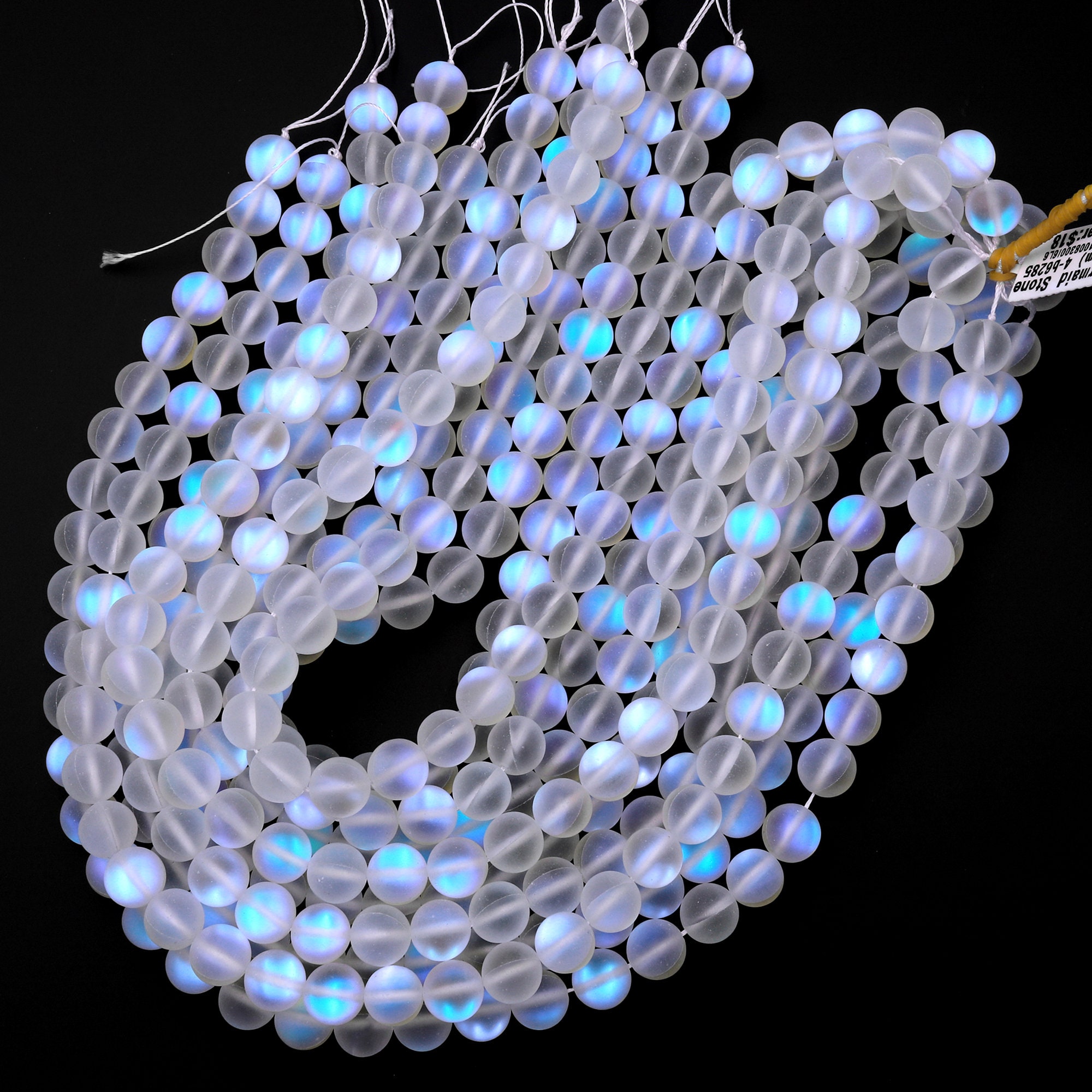 Mermaid Stone Beads Aka Mystic Aura Quartz Matte Synthetic Rainbow Blue ...