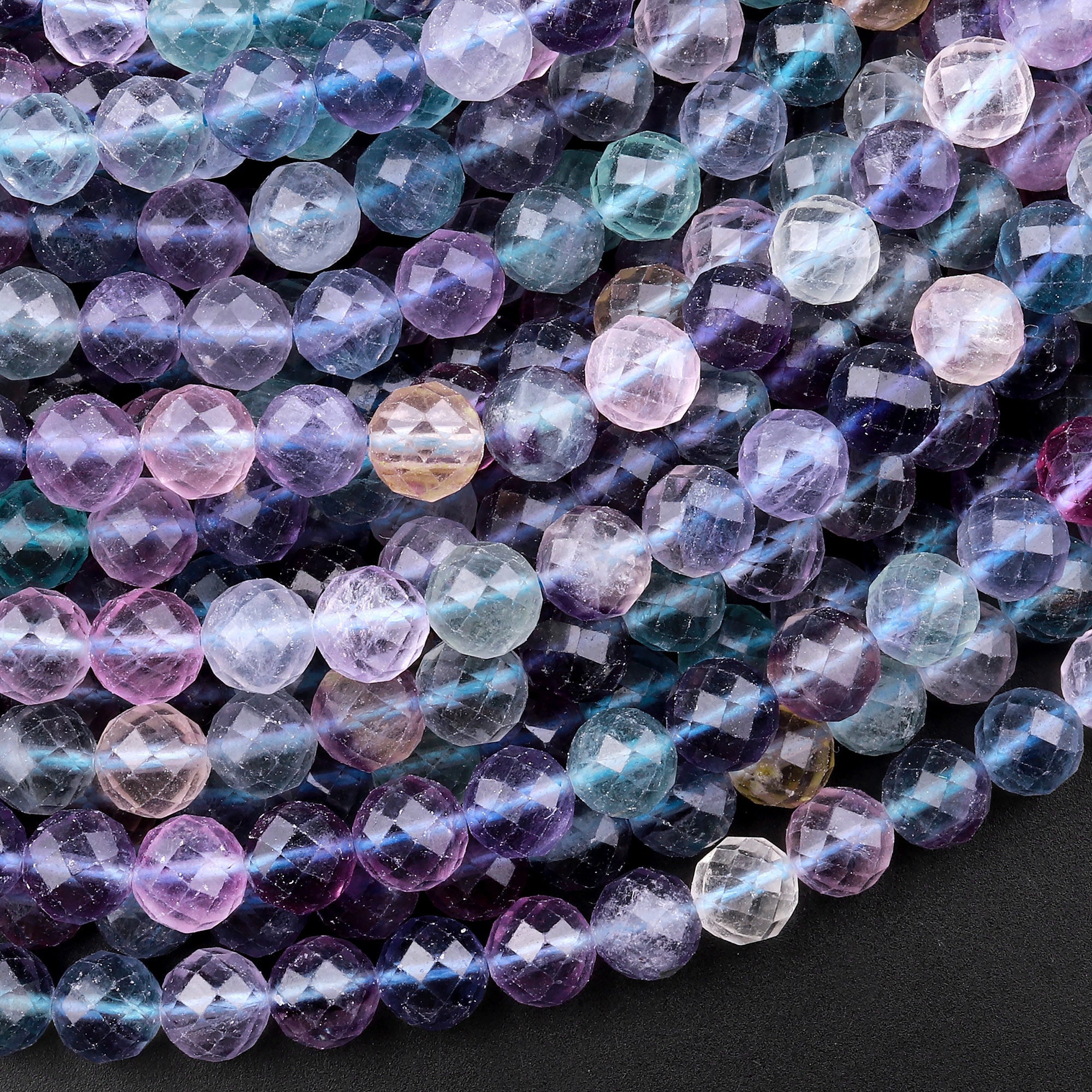AAA Natural Multicolor Rainbow Fluorite Faceted 4mm 6mm Round - Etsy