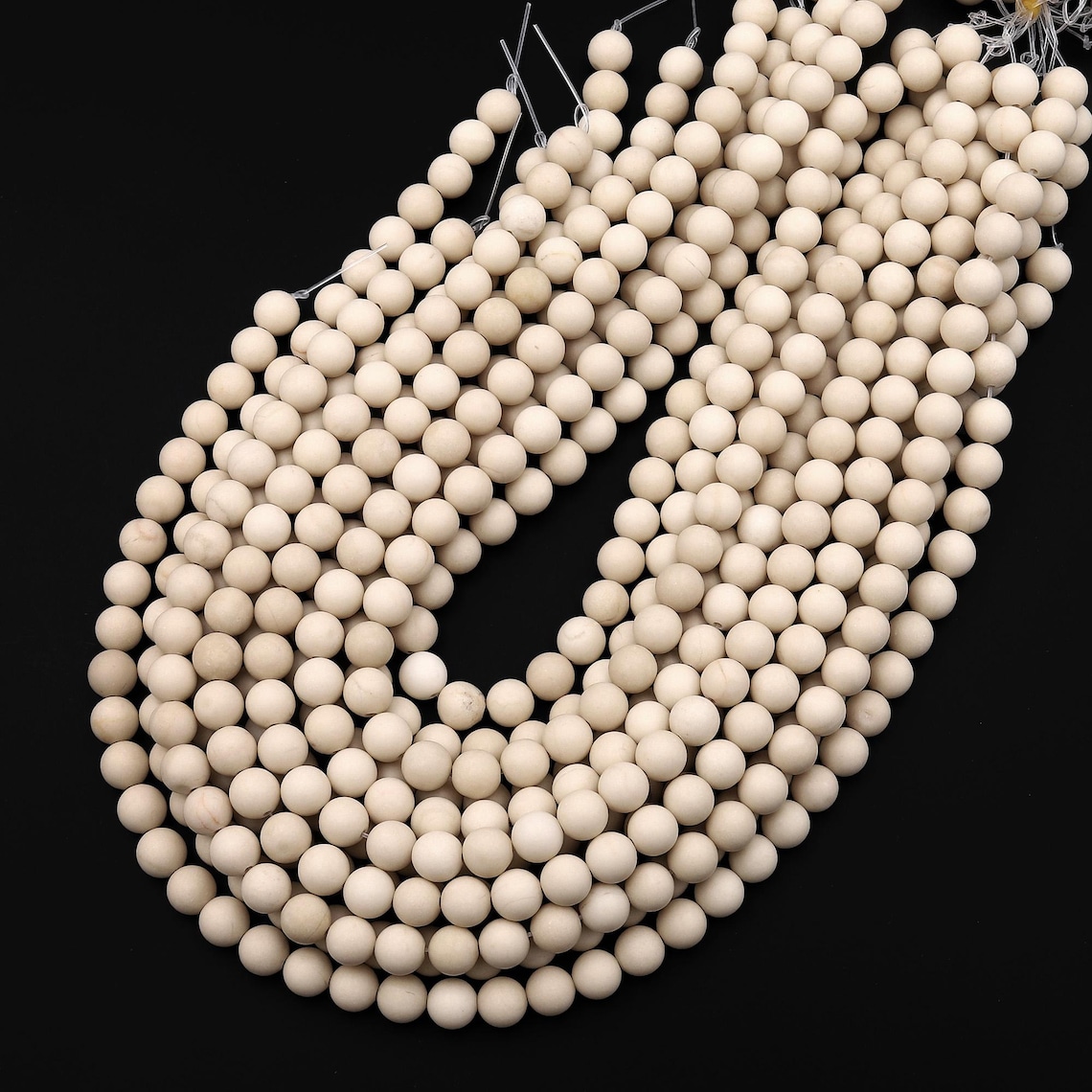 Matte Natural Fossil Jasper River Stone 4mm 6mm 8mm 10mm Round Beads 15 ...