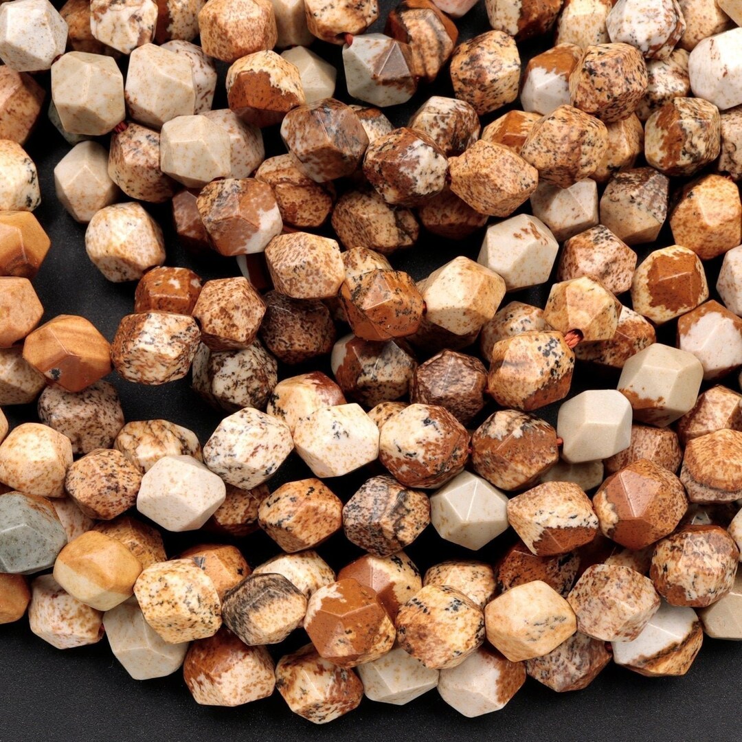Star Cut Natural Picture Jasper Desert Jasper African Queen Faceted 8mm ...