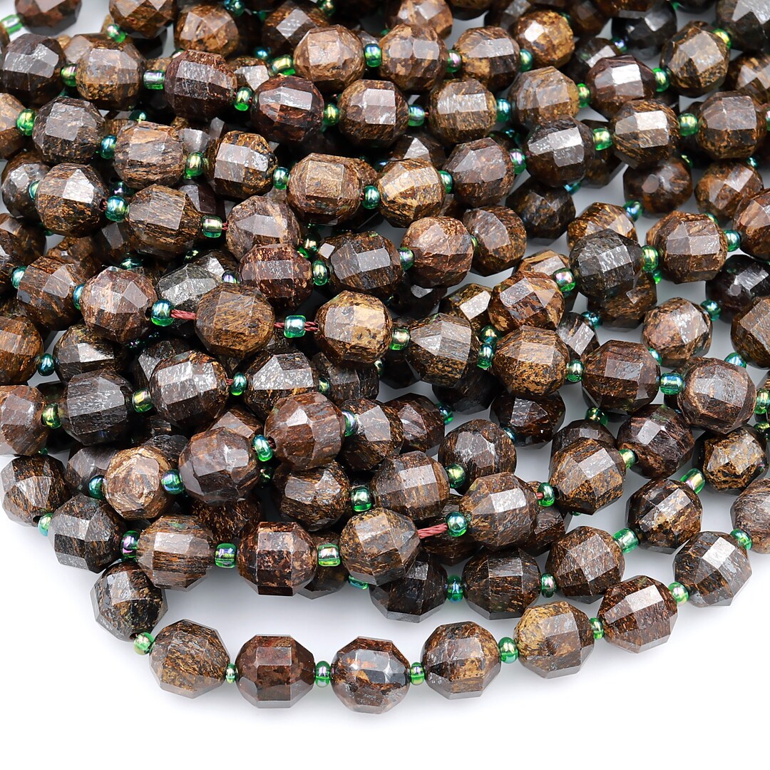 Faceted Natural Bronzite 8mm 10mm Beads Energy Prism Double Terminated ...