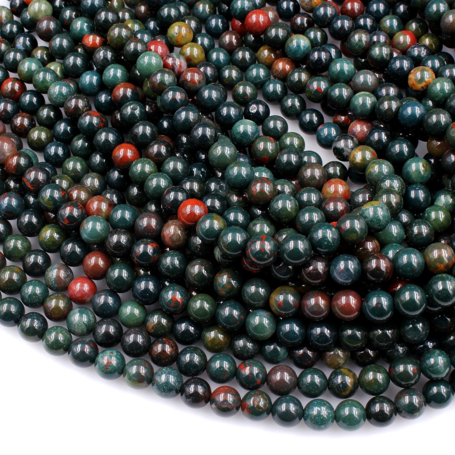 Real Genuine Bloodstone 4mm 6mm 8mm 10mm Round Beads 100% Natural ...