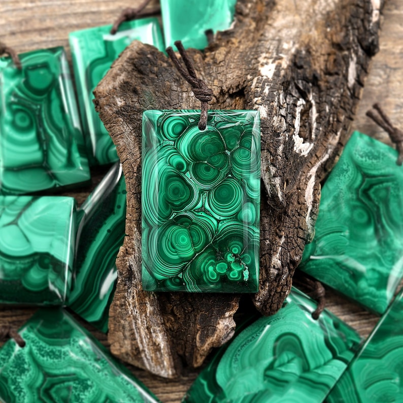 AAA Natural Malachite Pendant Rectangle Pendant Focal Gemstone Bead - Etsy