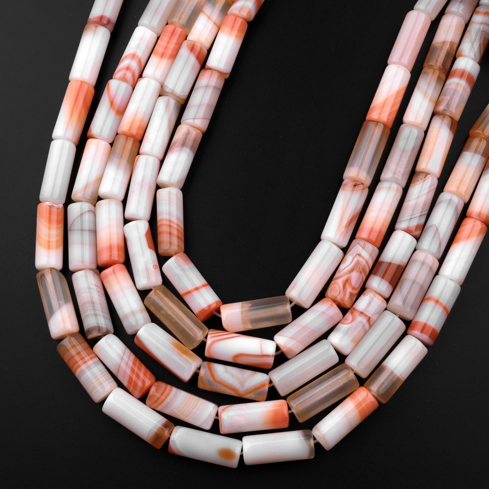 Natural Red Agate Tube Cylinder Beads 15.5" Strand - Etsy